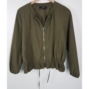 Zara | Jackets & Coats | Zara Basic Womens Sz S Army Green Zip Up Nylon ...